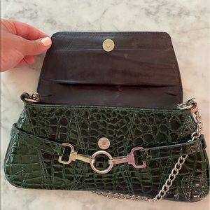 Bags | Green Clutch Purse Faux Alligator Silver Hardware | Poshmark